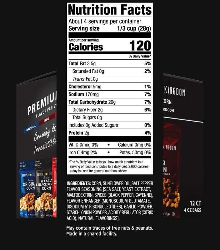 Box of 12 Sea Salt & Black Pepper Corn Snacks – Gourmet Kingdom Snacks